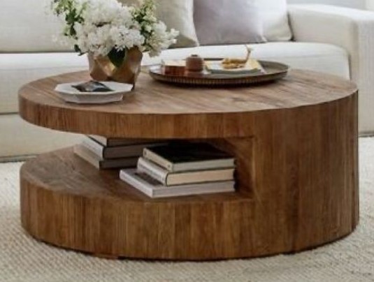 wooden Round Coffee table - Efreshli