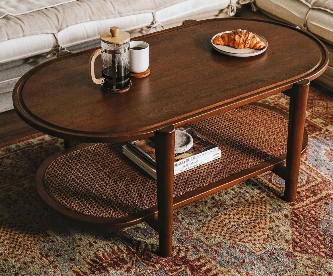 Cane Oval Coffee Table - Efreshli