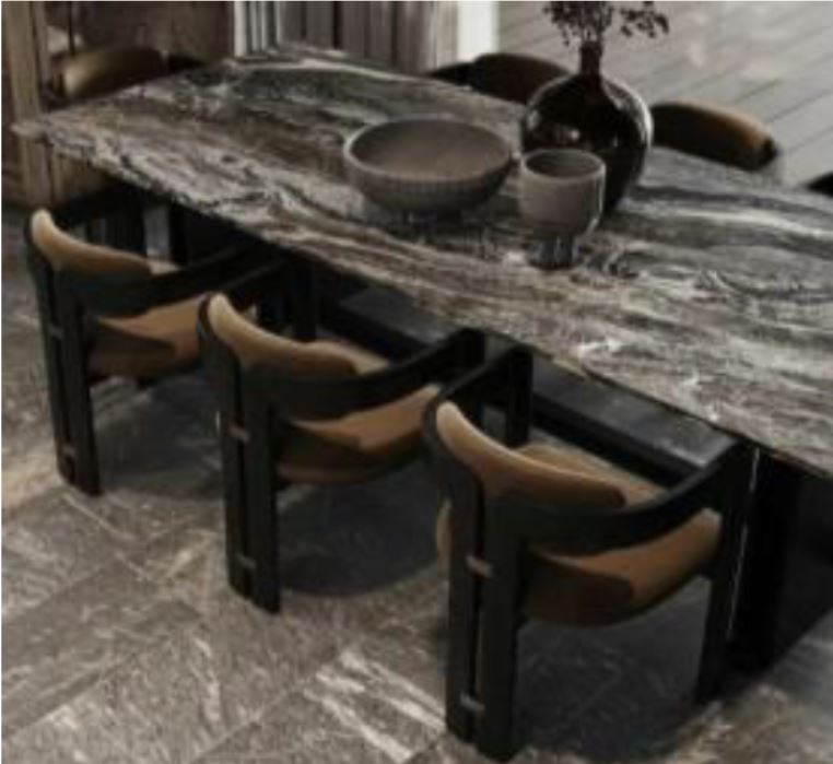 Dining Table with Marble Top and Wooden Beech Legs - Efreshli